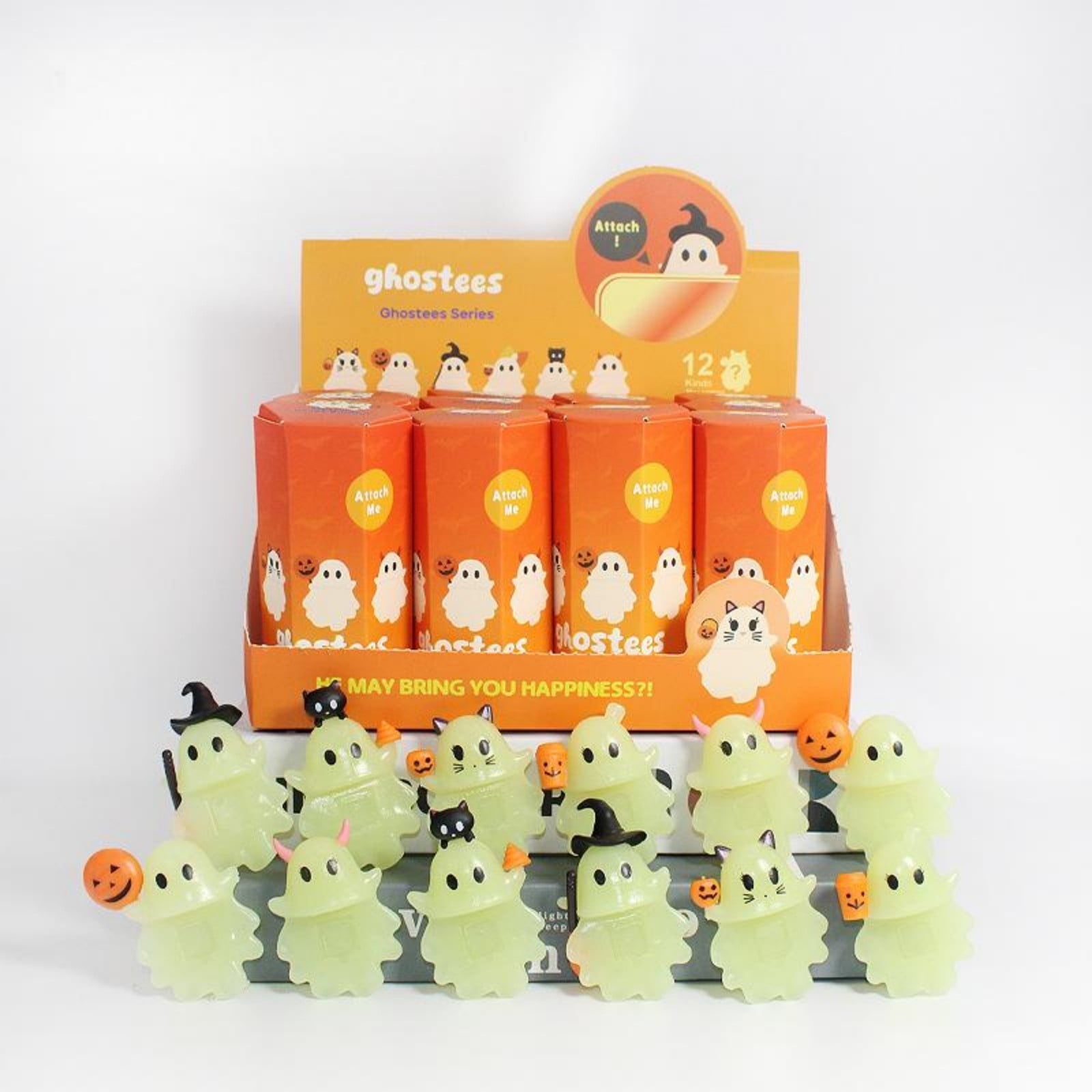 ToyKingdee Halloween Mini Ghosts Figures Decor, Luminous Small Little ...