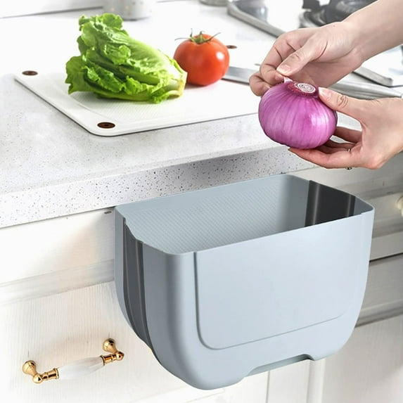 ToyKingdee Hanging Folding Mini Trash Can for Kitchen Cabinet Door ...