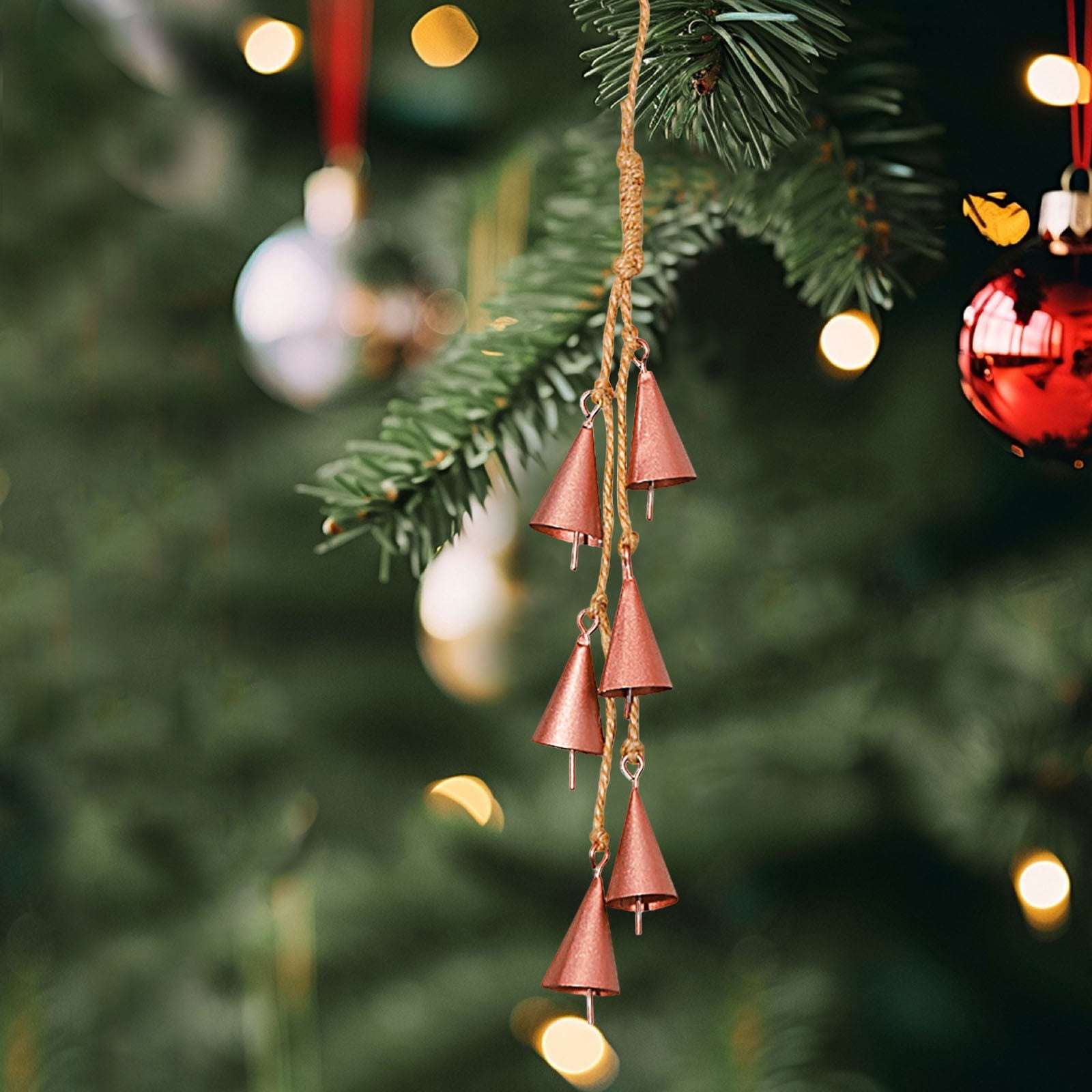 ToyKingdee Hanging Metal Bell Cluster with Jute Rope – Handmade Rustic ...