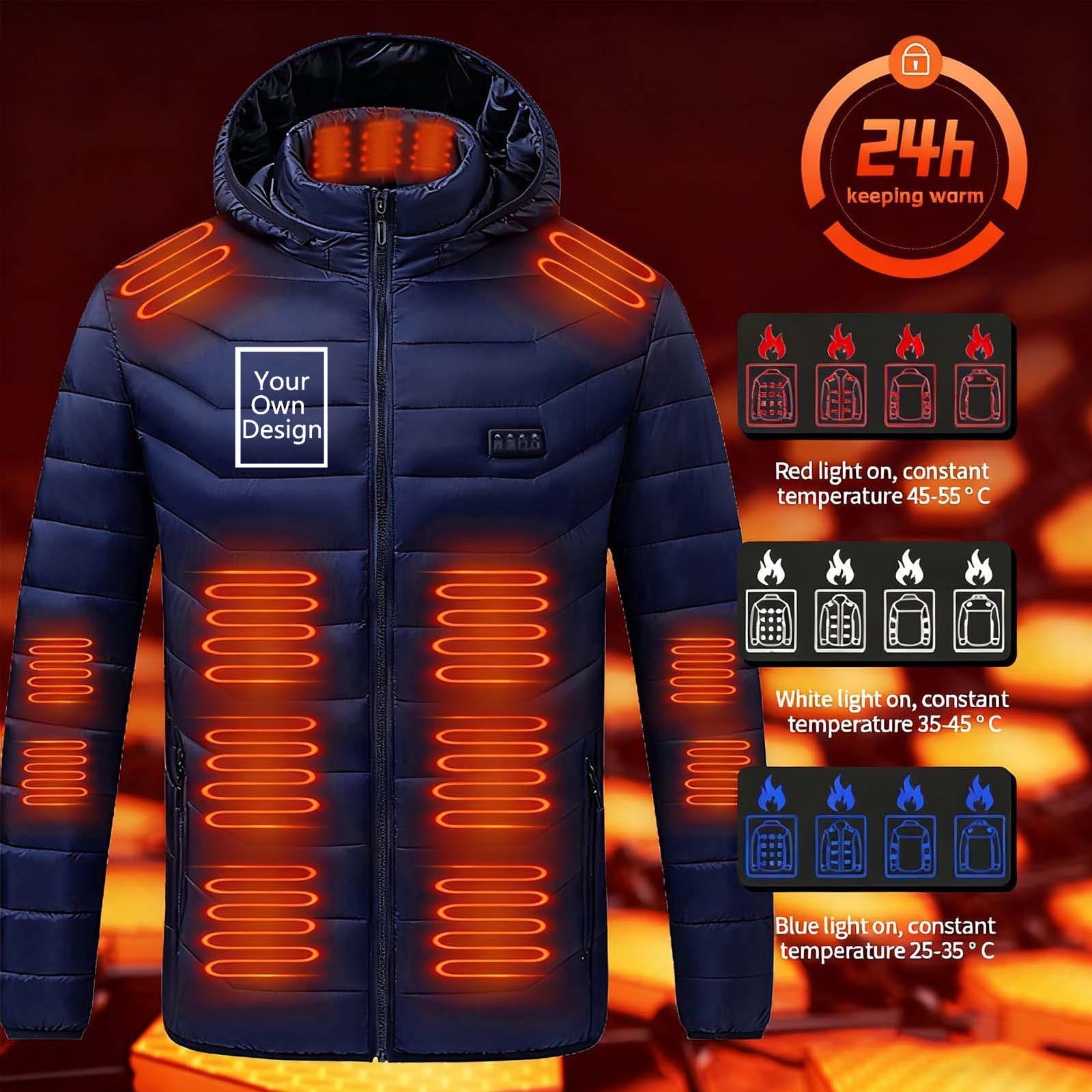 ToyKingdee Men's Heated Jacket Rechargeable with 29 Heating Zones ...
