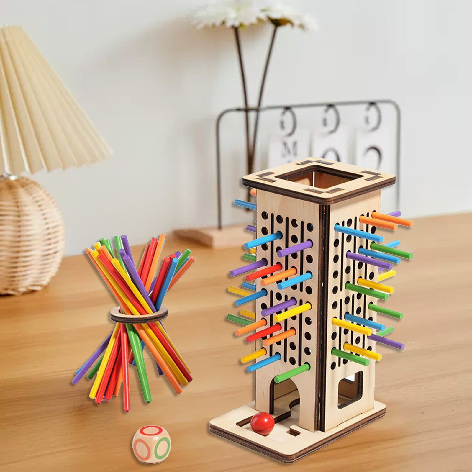 ToyKingdee Montessori Game Wooden Board Games, Colorful Sticks Dice ...