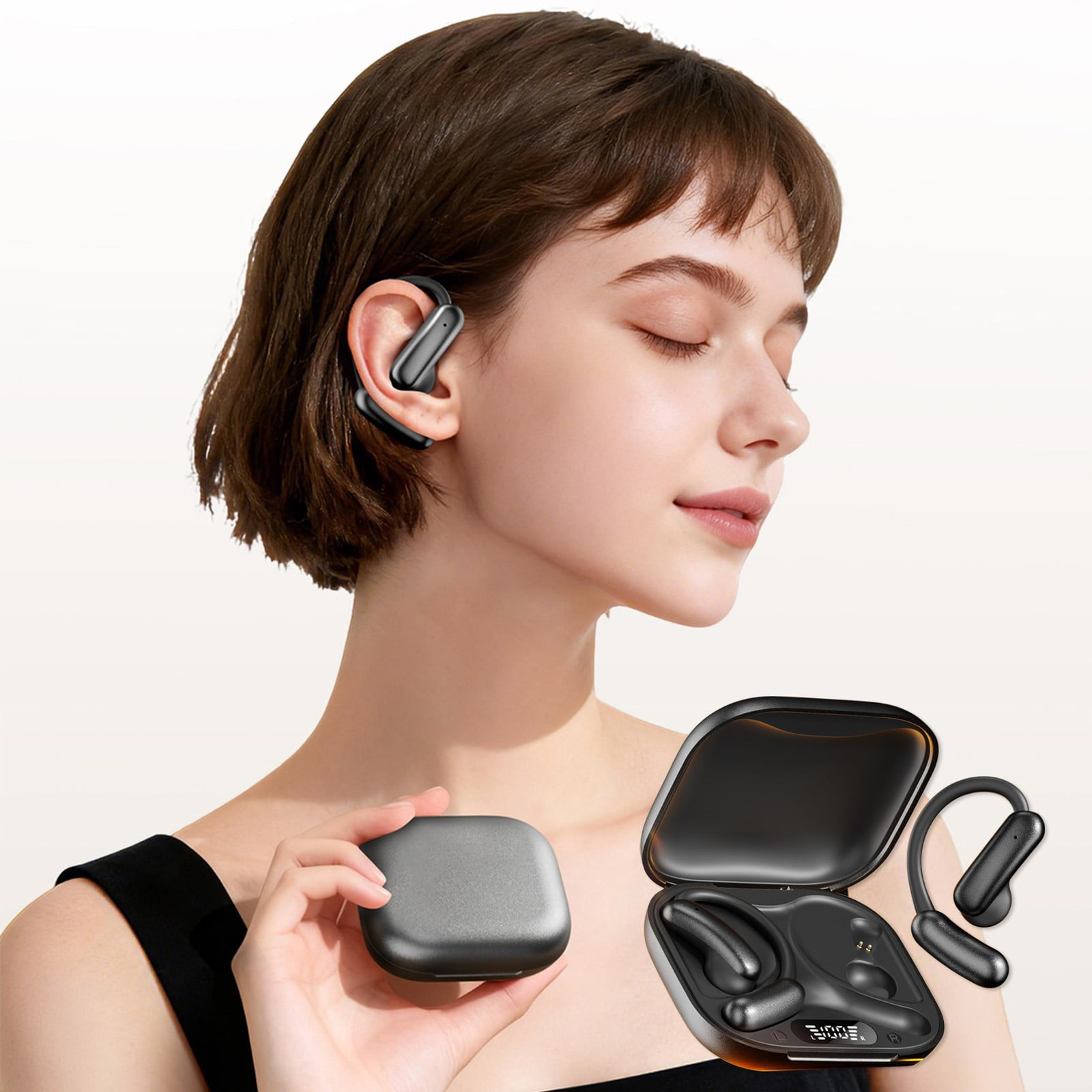 ToyKingdee Open Ear Bluetooth Headphones 5.4 - IPX5 Waterproof Wireless ...