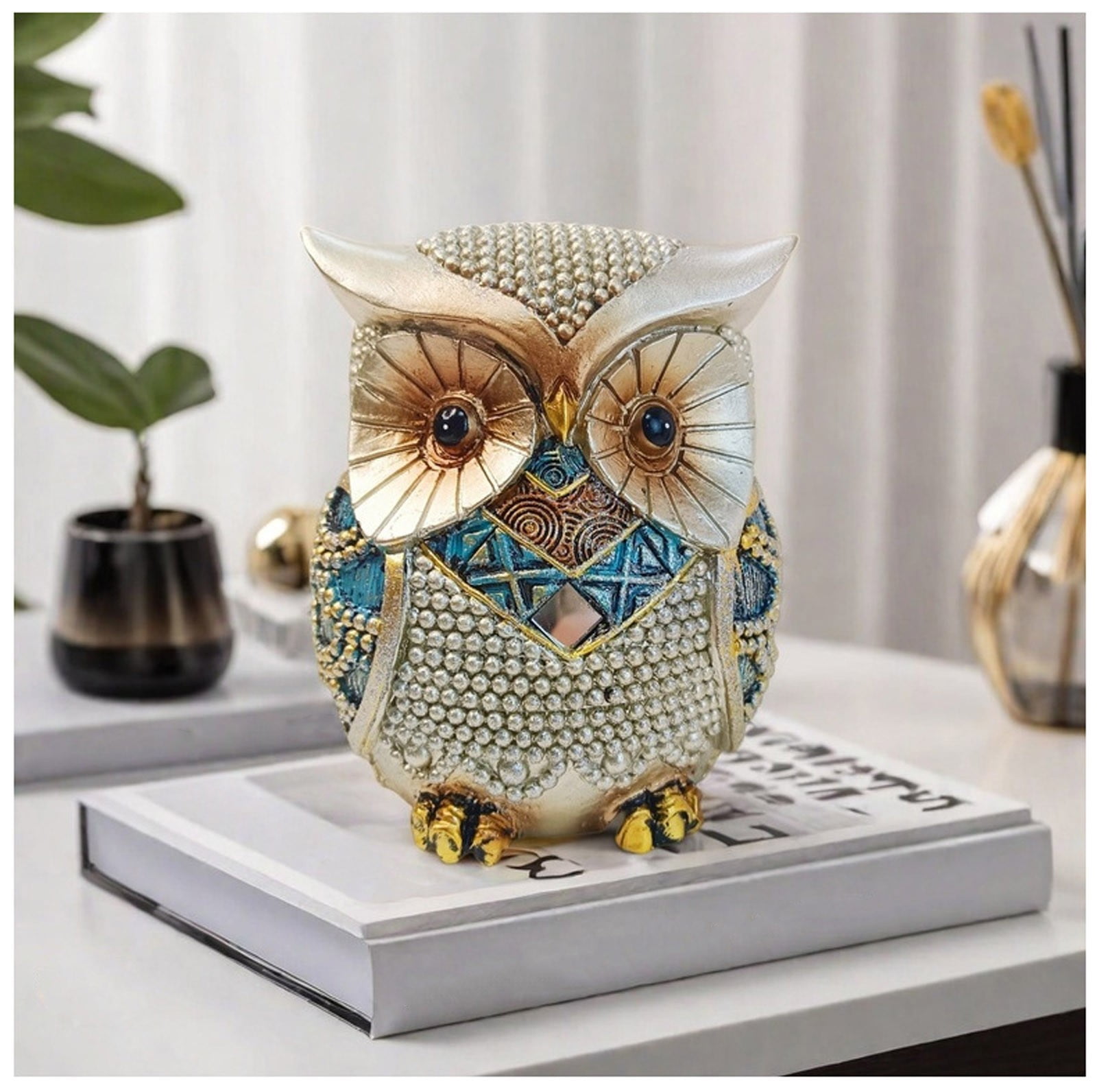 ToyKingdee Owl Statue for Home Decor Accents, Owls Decor for Bookshelf ...