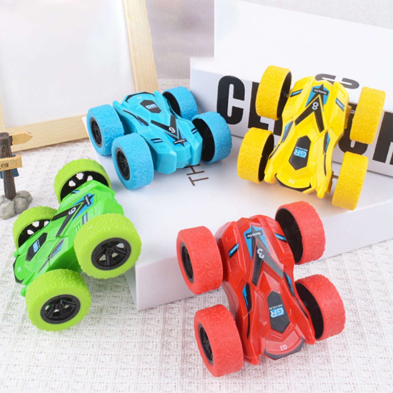 ToyKingdee Pull Back Cars Double-Sided Friction Powered Vehicles Flips ...