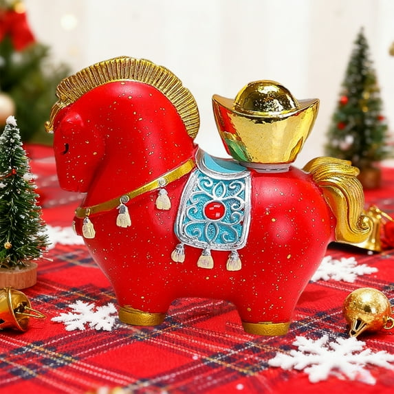 ToyKingdee Resin Horse Statue, Chinese Red Feng Shui Zodiac Horse ...