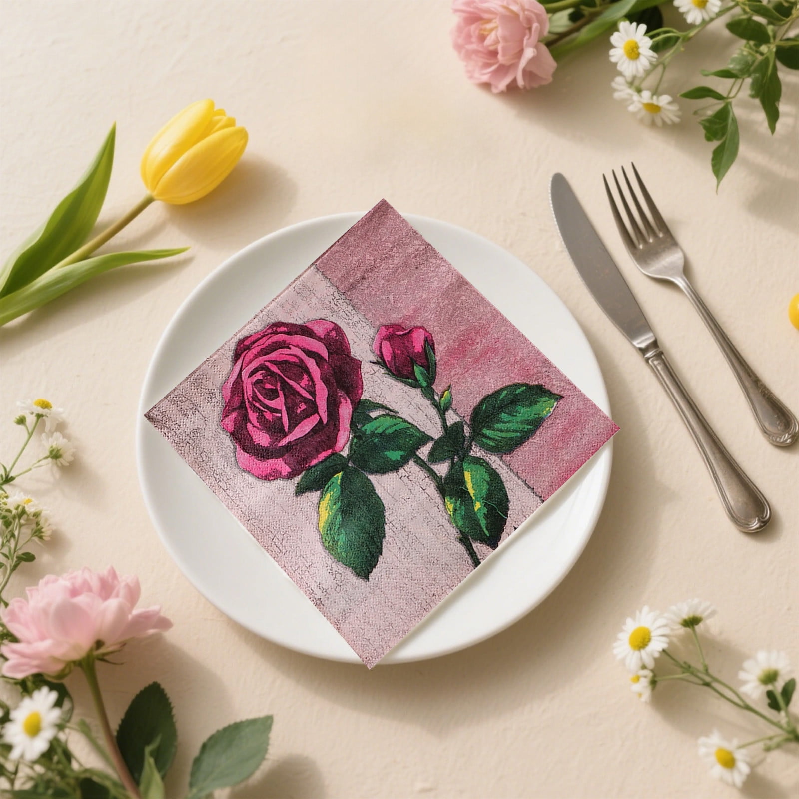 ToyKingdee Roses Paper Decoupage Napkins, Serviette Tissue Luncheon ...
