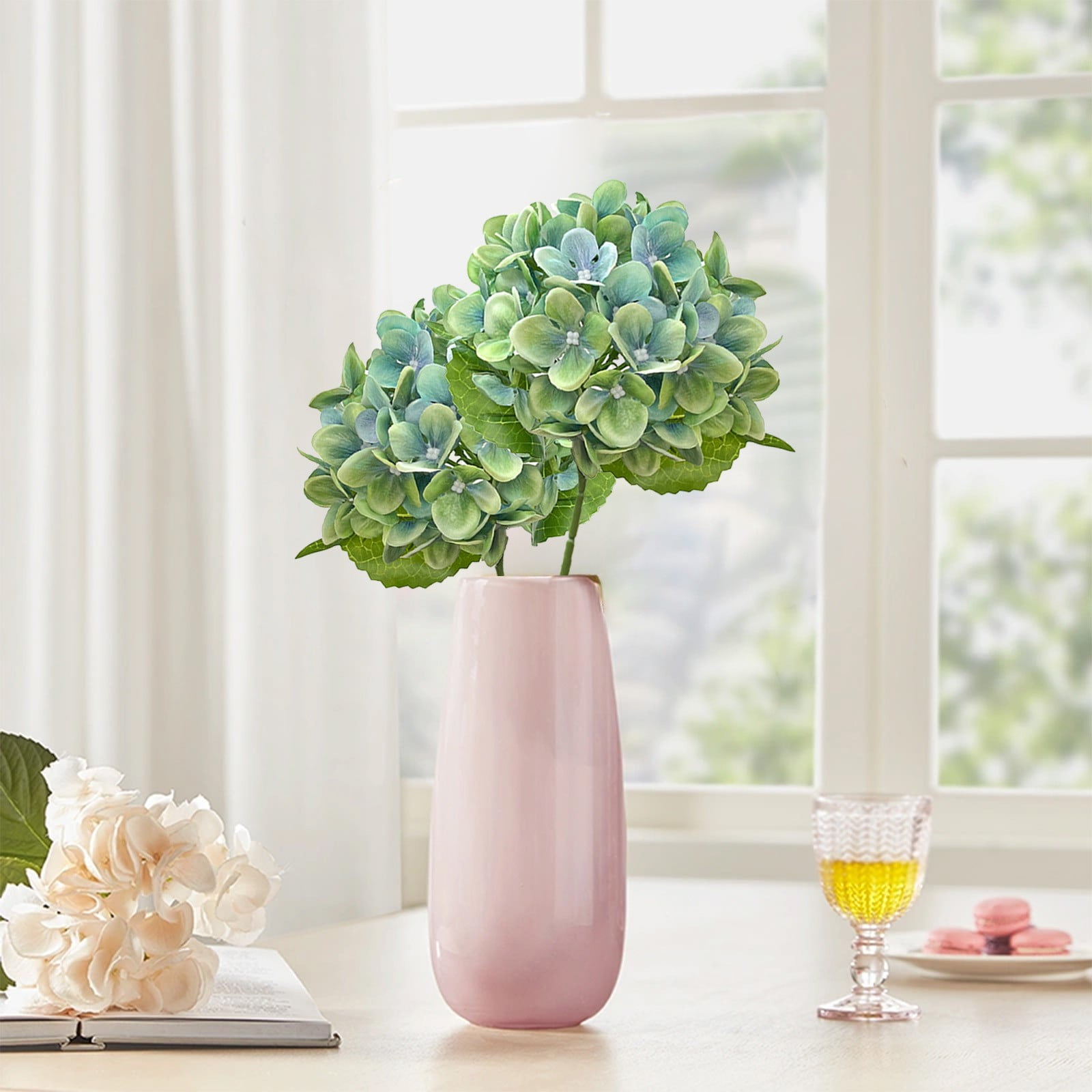 ToyKingdee Silk Hydrangea Stems – Artificial Flowers with Full Blooms ...