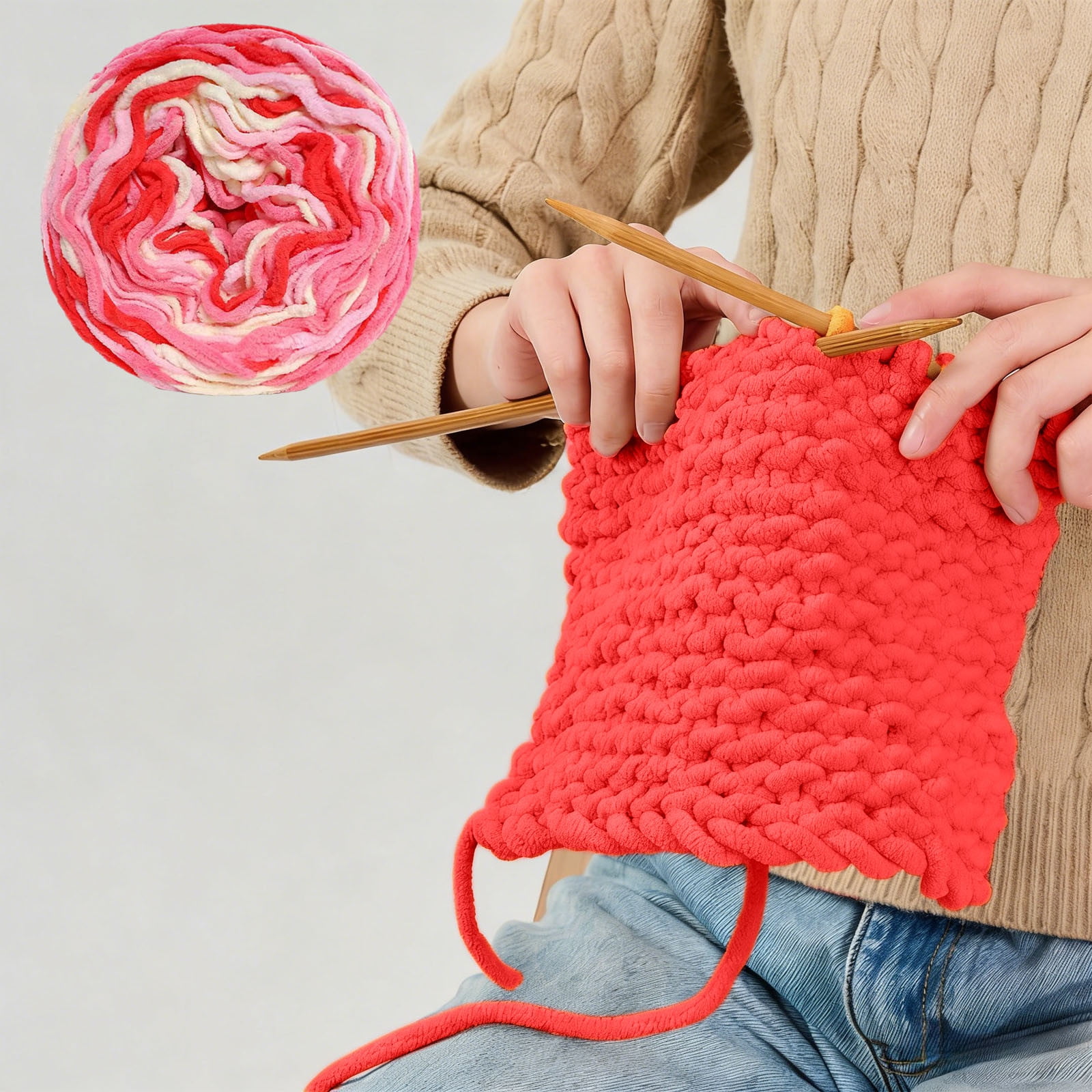 ToyKingdee Soft Thick Fluffy Yarn Chunky Chenille Yarn DIY Craft Easy ...