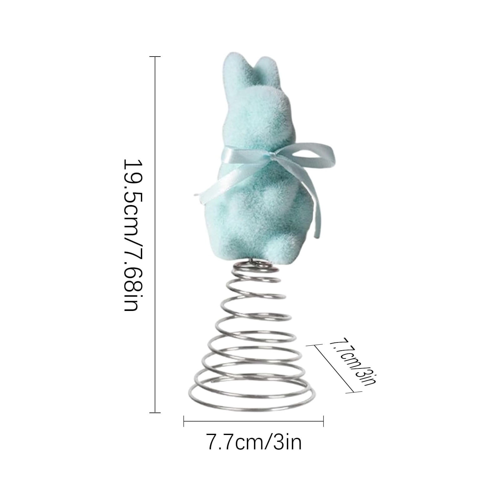 ToyKingdee Spring-Base Flocked Bunny Tree Topper with Silver Ribbon ...