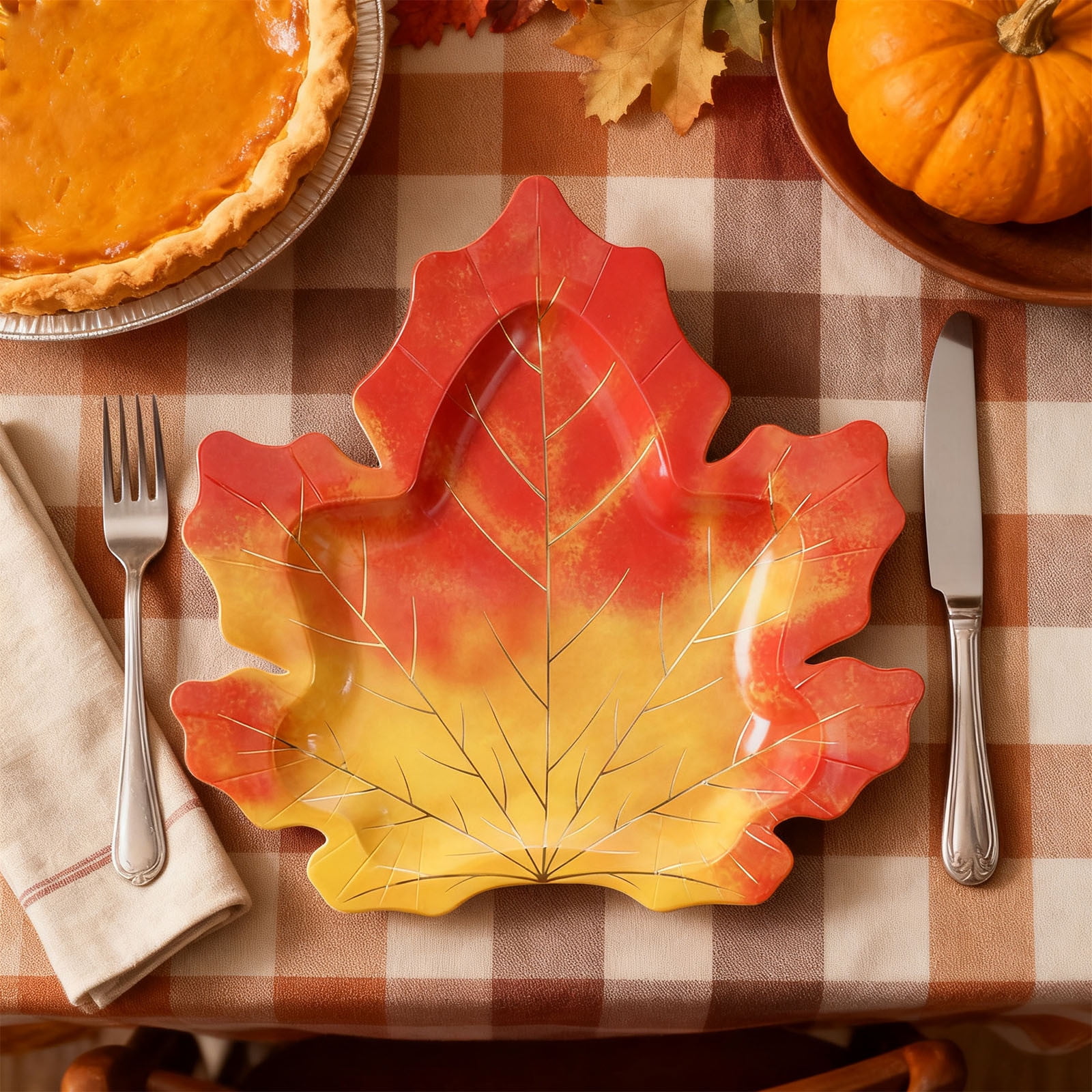 ToyKingdee Thanksgiving Fall Leaf Paper Disposable Plates Maple Leaf ...