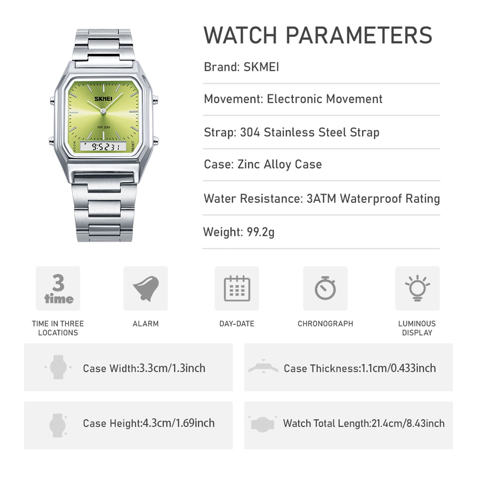 ToyKingdee Vintage Digital Sports Watch Dual Display Water Resistant ...