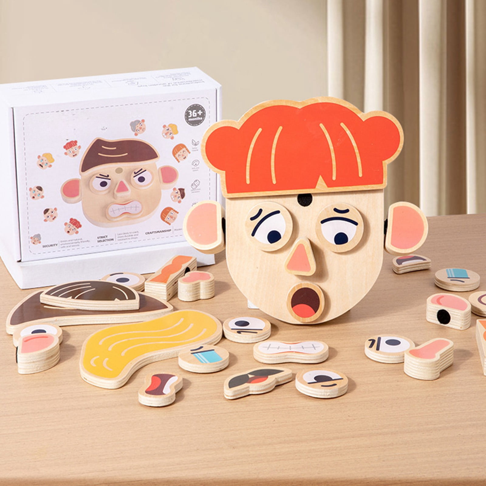 ToyKingdee Wooden Montessori DIY Facial Emotion Puzzles, Sensory Toys ...