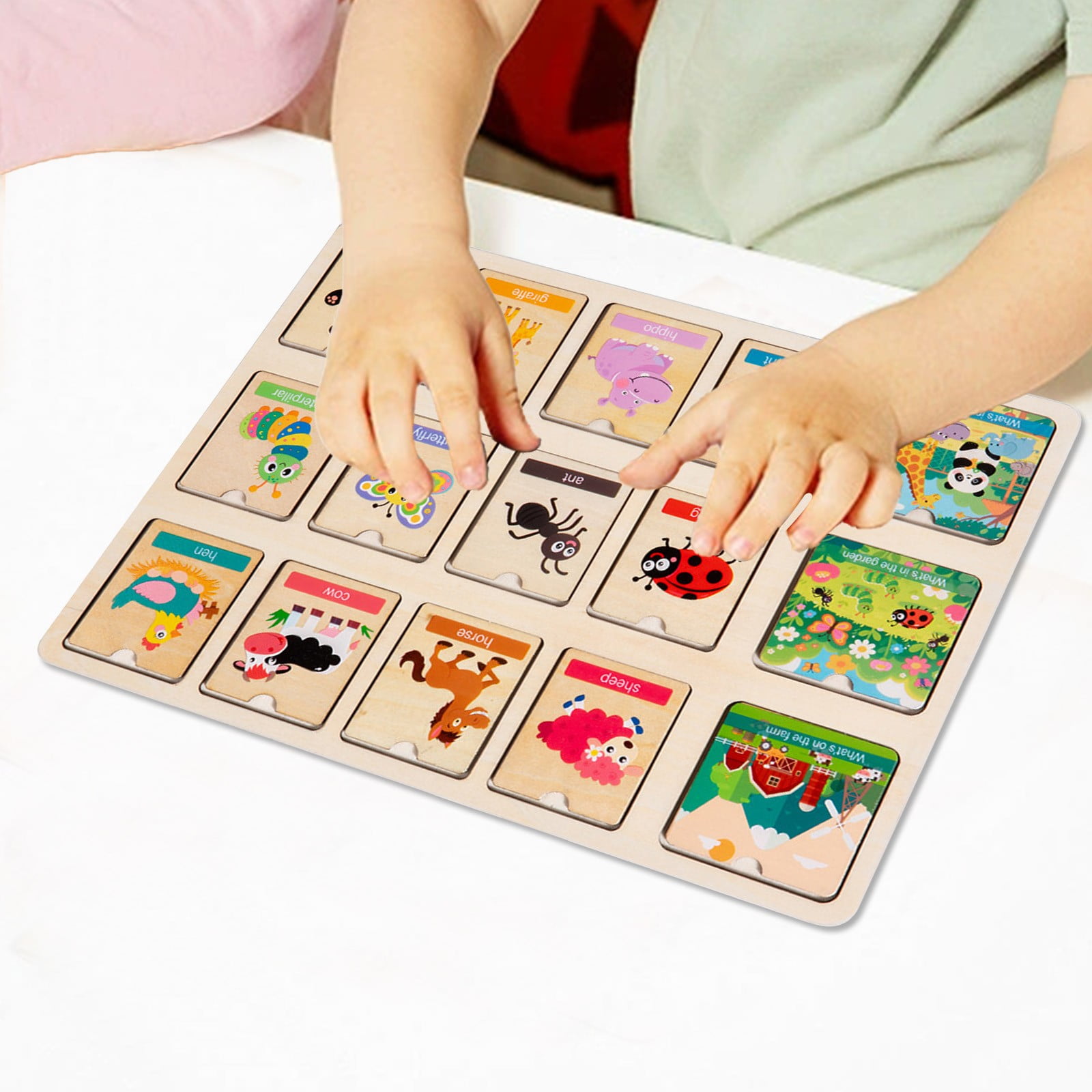 ToyKingdee Wooden Peg Puzzle, Cognitive Learning, Double Side Scens ...