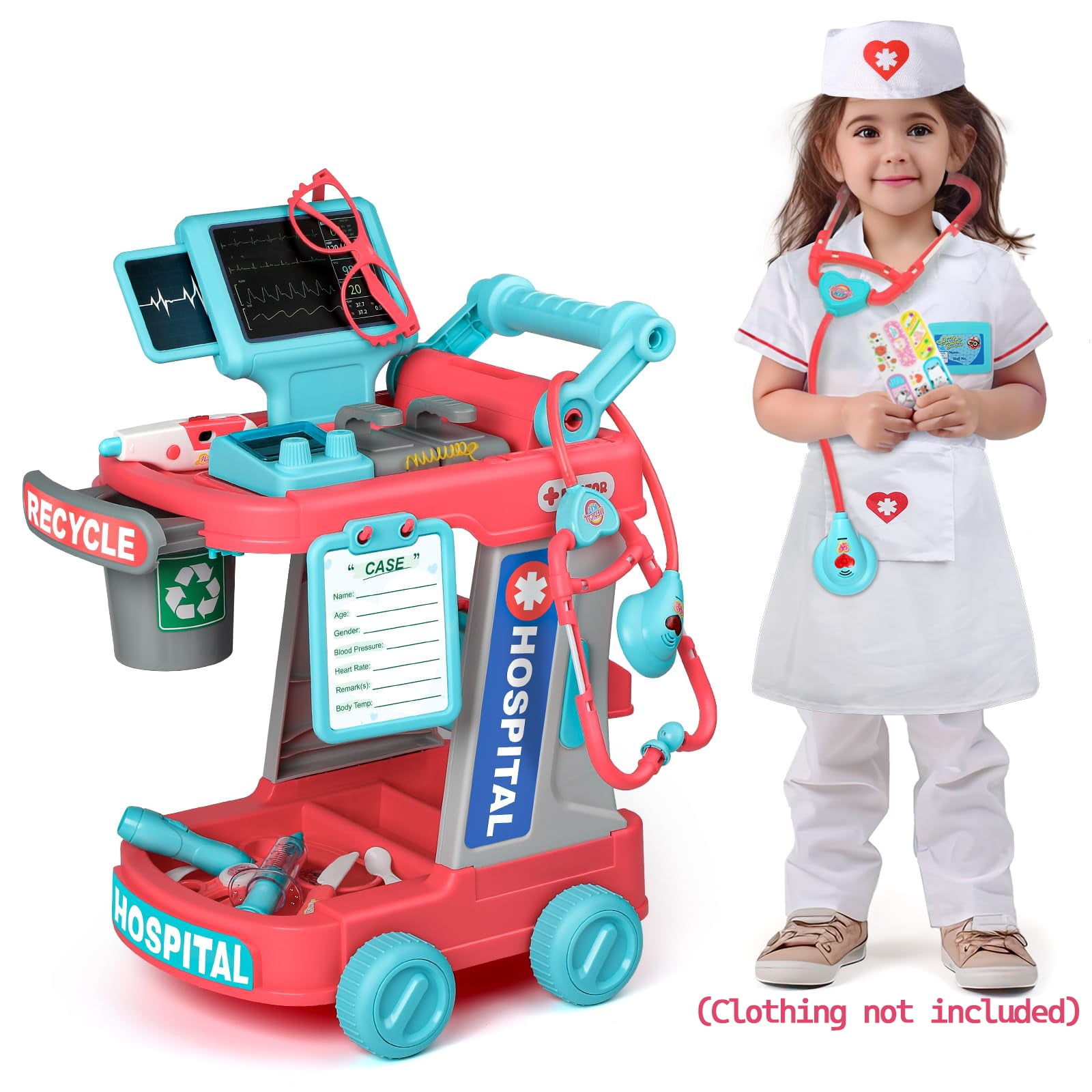 ToyM Doctor Kit for Toddlers Aged 2 3 4 5, Pretend Doctor Playset for ...