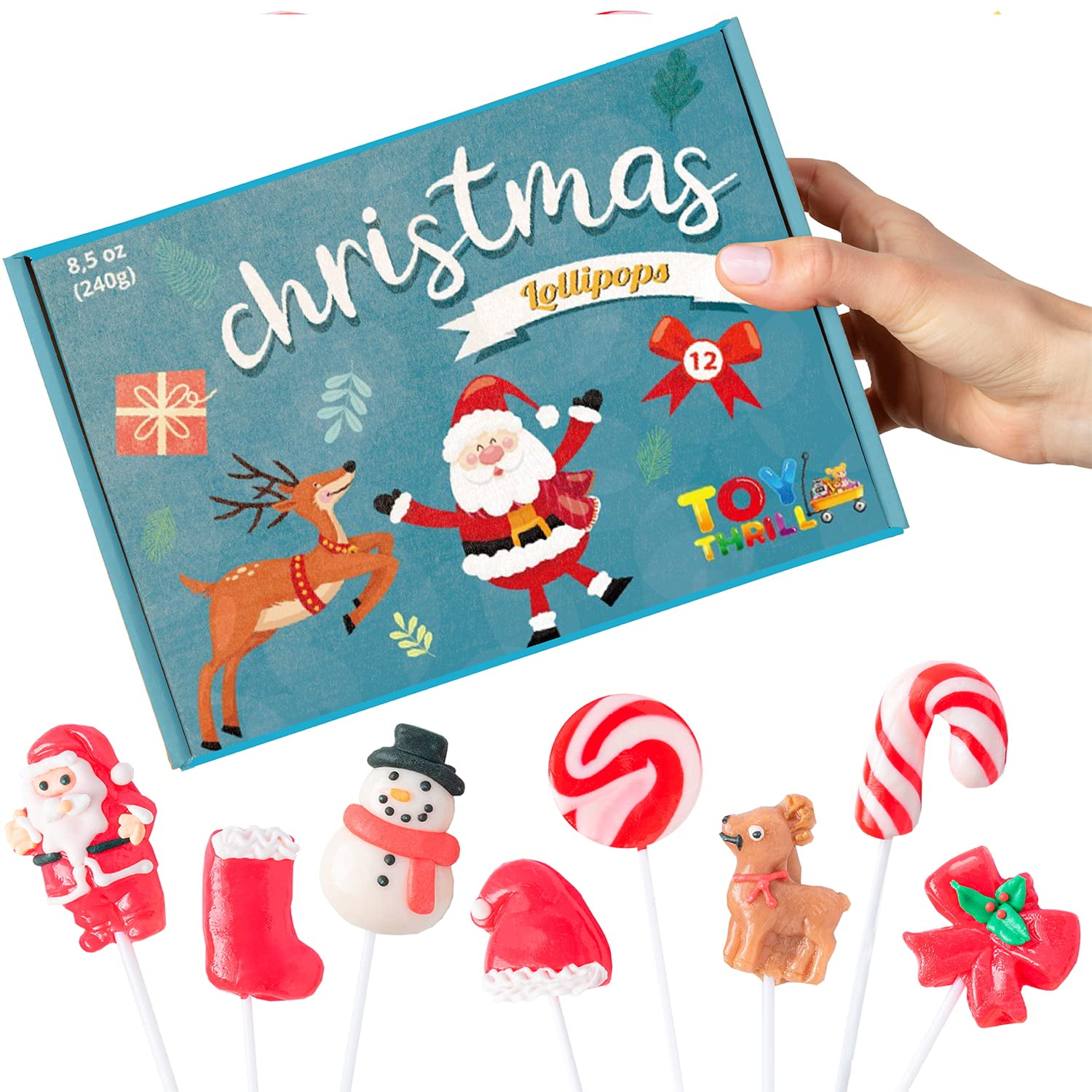 ToyThrill Xmas Novelty Lollipops - Santa, Snowman, Reindeer Designs ...