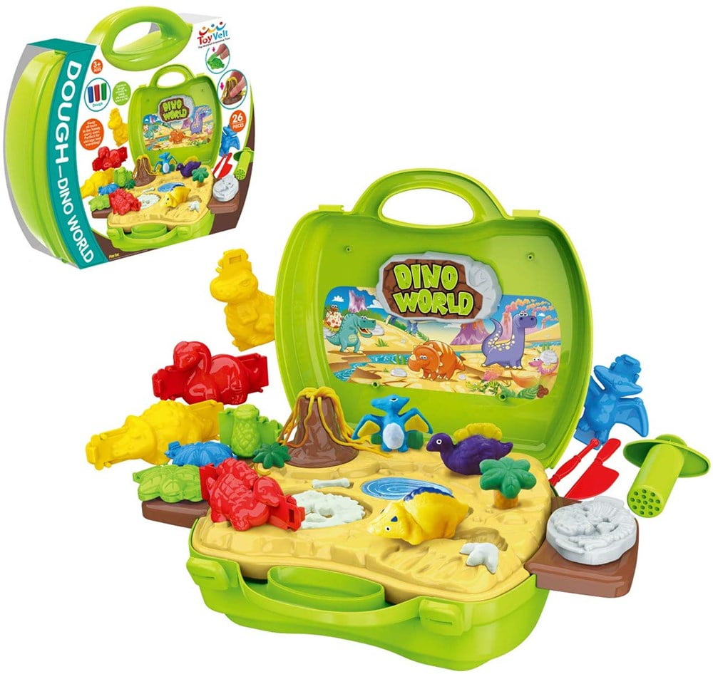ToyVelt Dinosaur Dough Kit, 26 Pieces Clay and Molds Set for Kids ...
