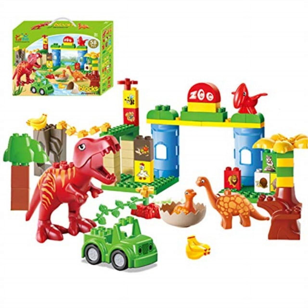 ToyVelt Jurassic Era Dinosaur Building Blocks Toy 72 Piece For Kids 3 ...