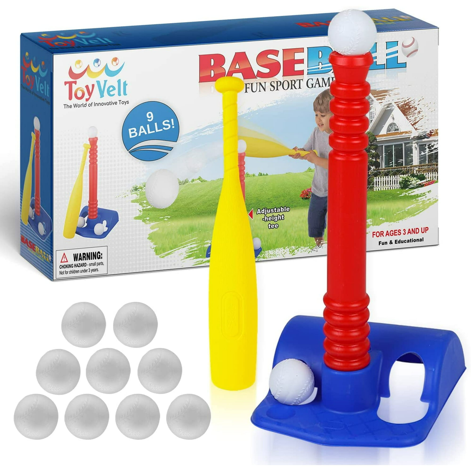ToyVelt Tball Set For Toddlers 9 Balls - Kids Baseball Tee Game For ...