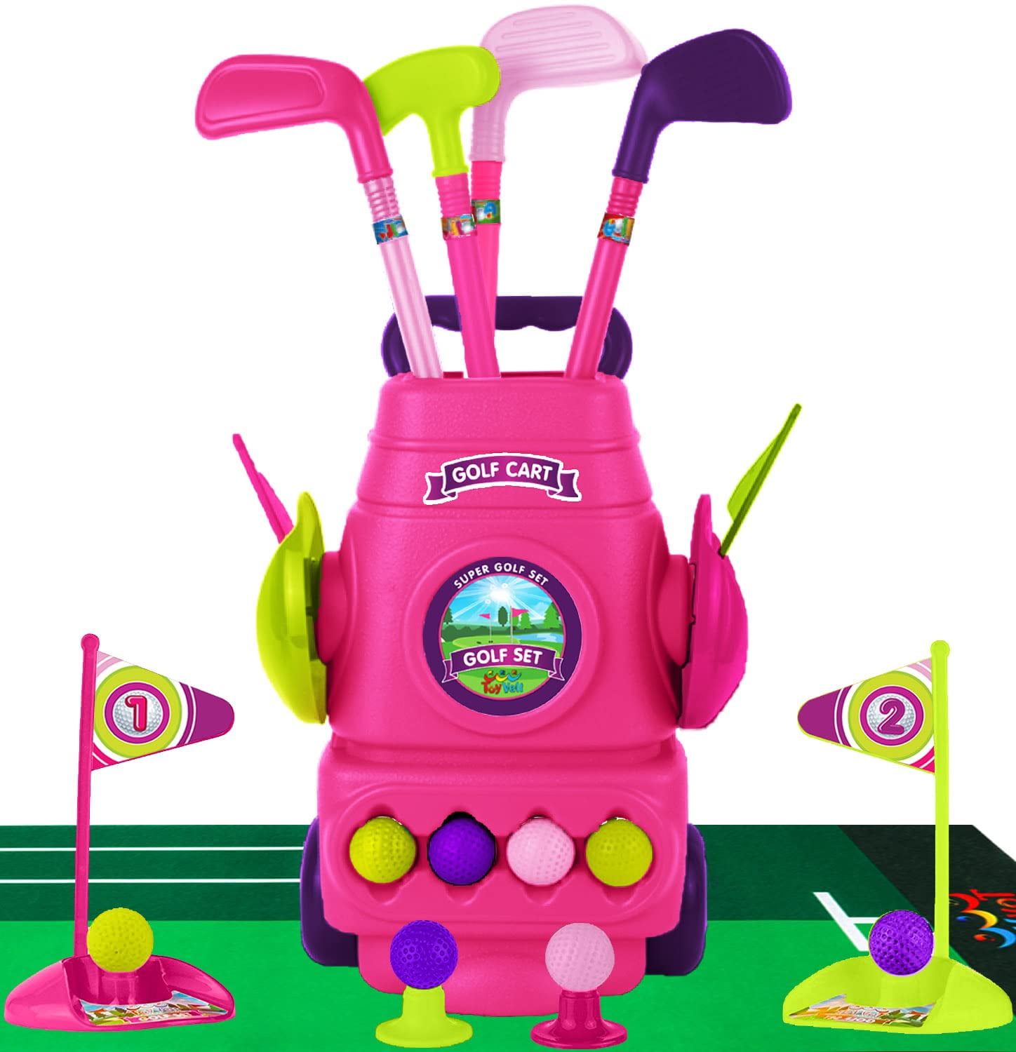 ToyVelt Toddler Golf Set - Kids Golf Clubs with 6 Balls, 4 Golf Sticks ...