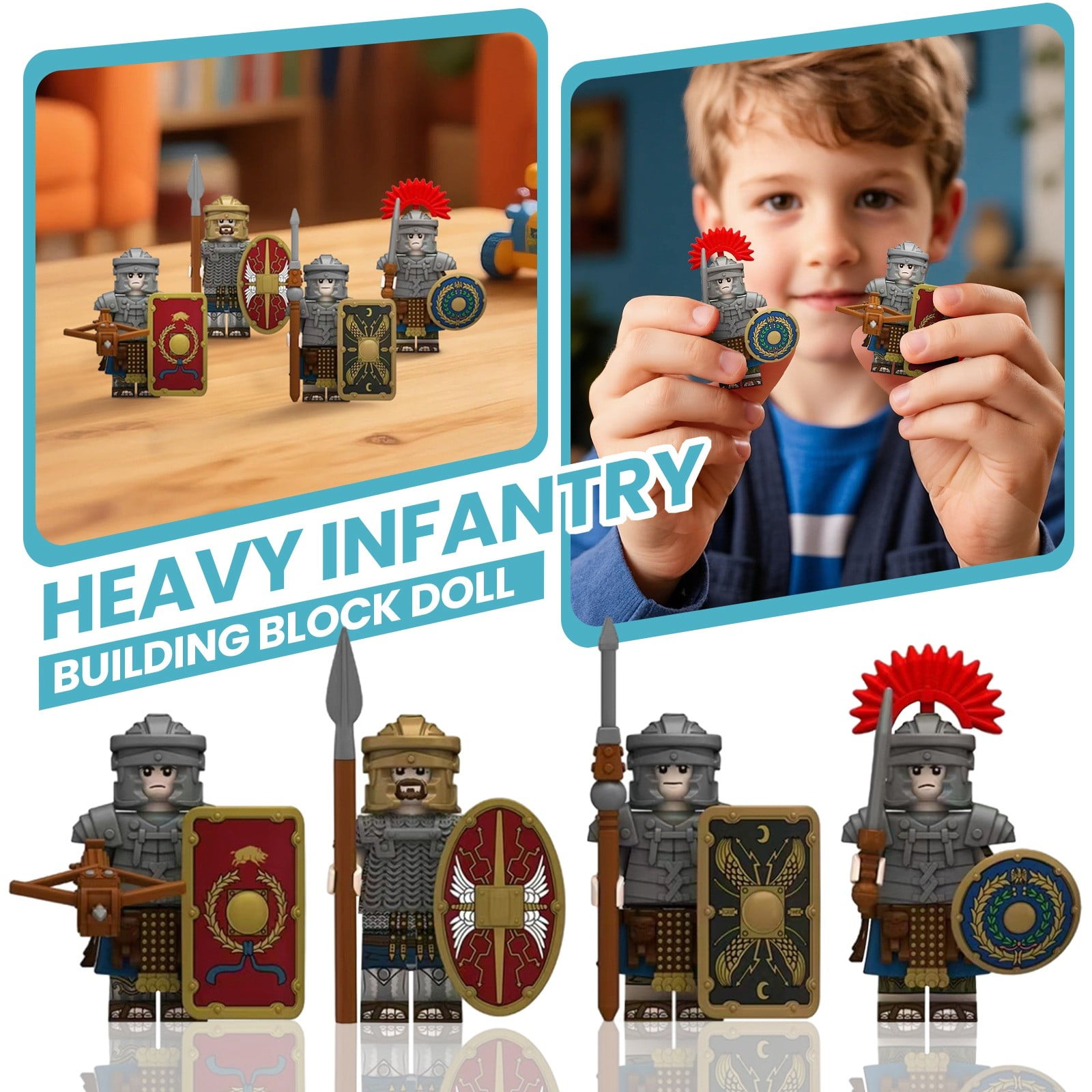 ToyVerse Roman Soldier Minifigure, Soldier Building Block Roman Soldier ...