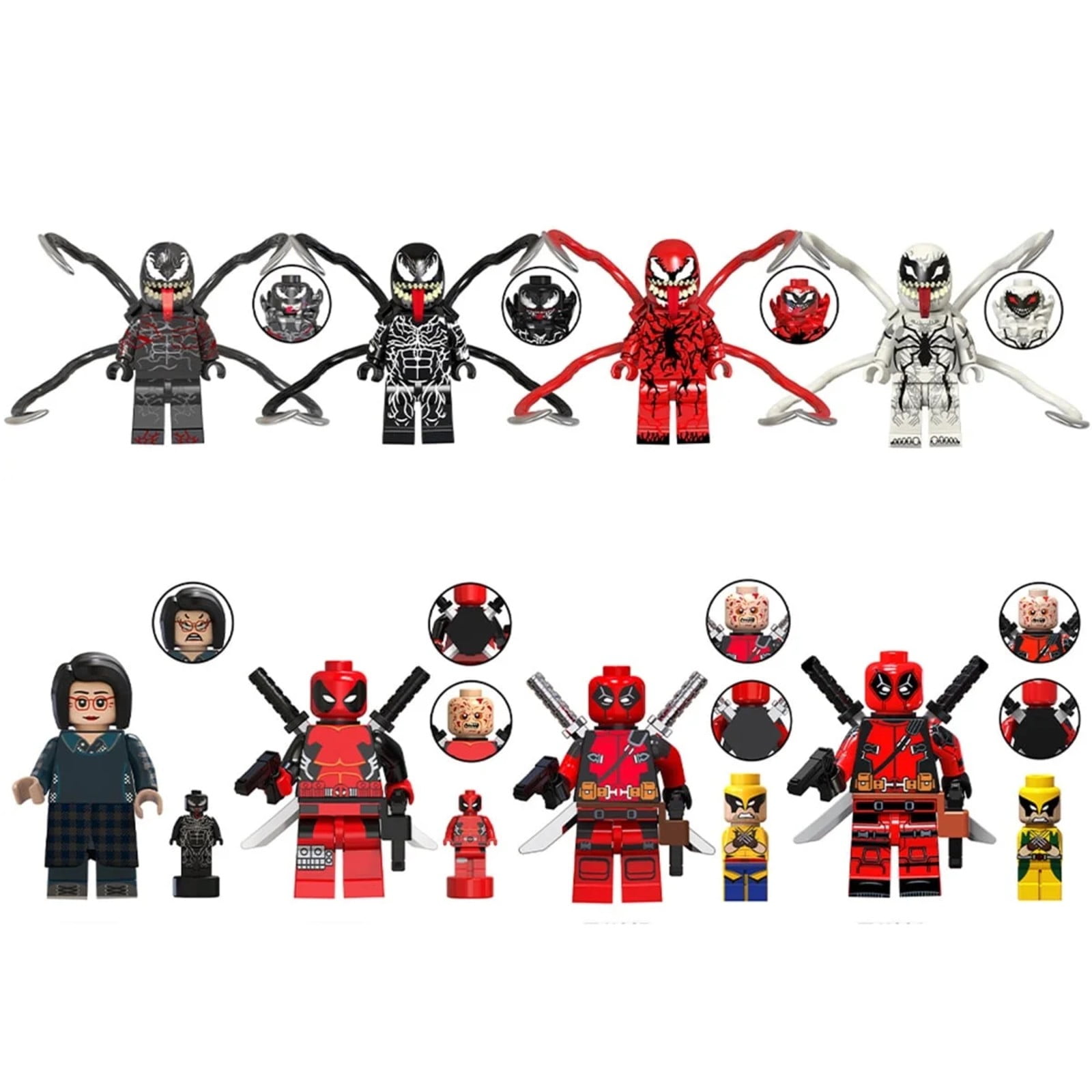 ToyVerse Venom Building Blocks Set 8PCS, Carnage Venom Minifigures ...