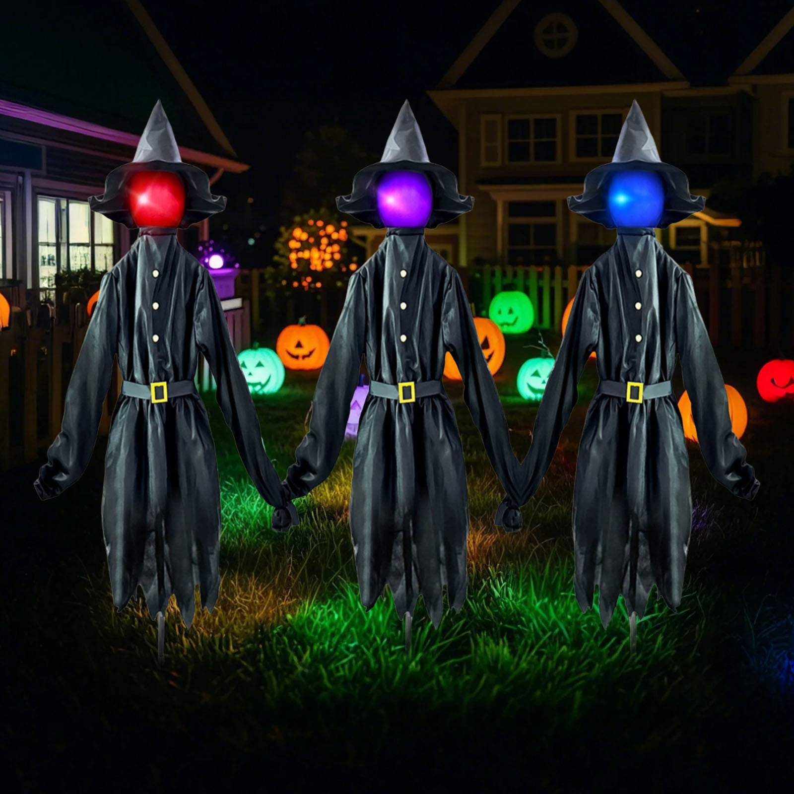 Toycle Halloween Witch LED Halloween Witch Wearing Hat Pole Voice ...