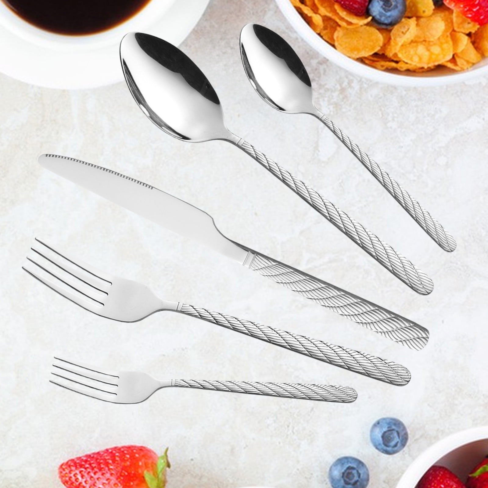 Toycle Stainless Steel Twists Handle Cutlery Western Steak Knife Fork ...