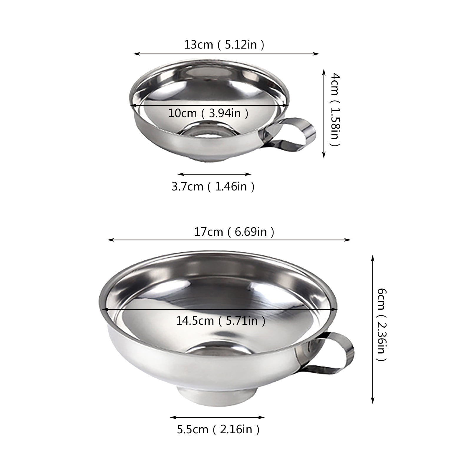 Toyeng Kitchen Funnel 2Pc Stainless Canning Funnel Wide Mouth Wide ...