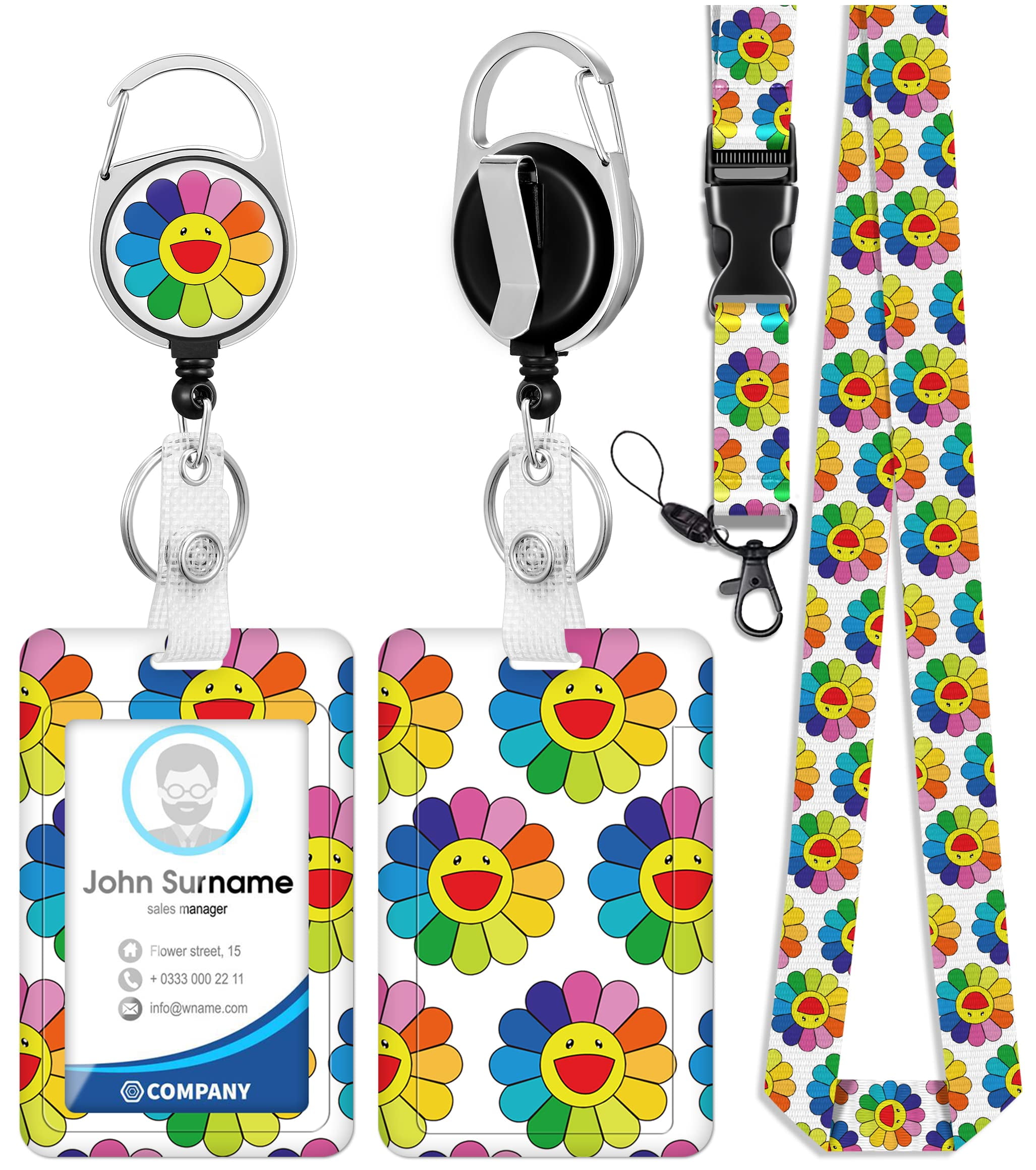 Toykee ID Badge Holder with Lanyard and Retractable Badge Reel Clip ...