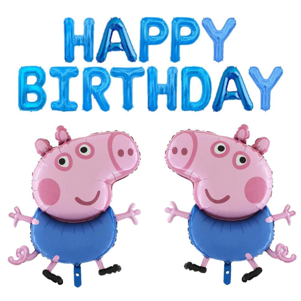 Toyland® George Pig FEV6 Balloon Pack - Contains 16" Blue Happy ...