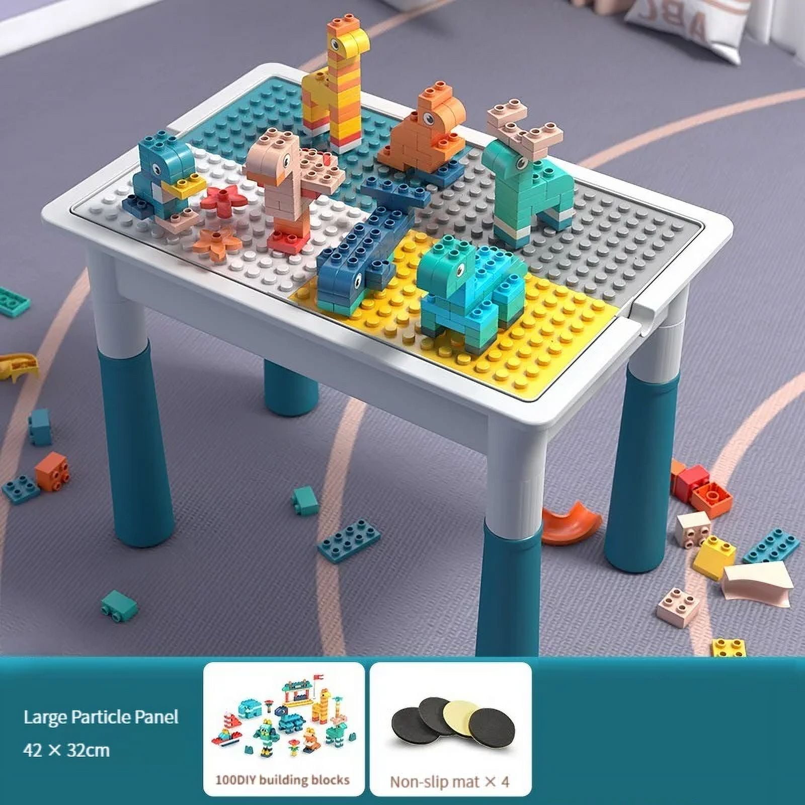 ToylinX Children's Building Blocks Table Desk and Chairs Set Kids Activity Table, Building ...