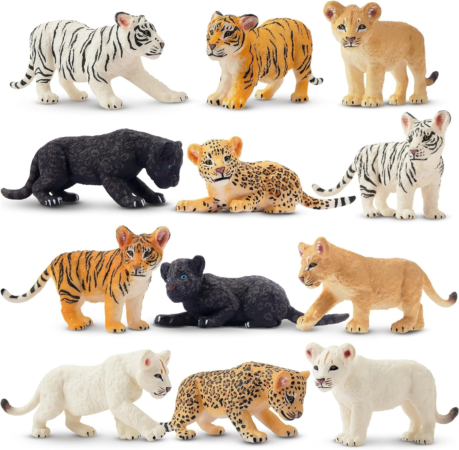 Toymany 12 Safari Animal Figurines, High Emulational Baby Plastic Zoo ...