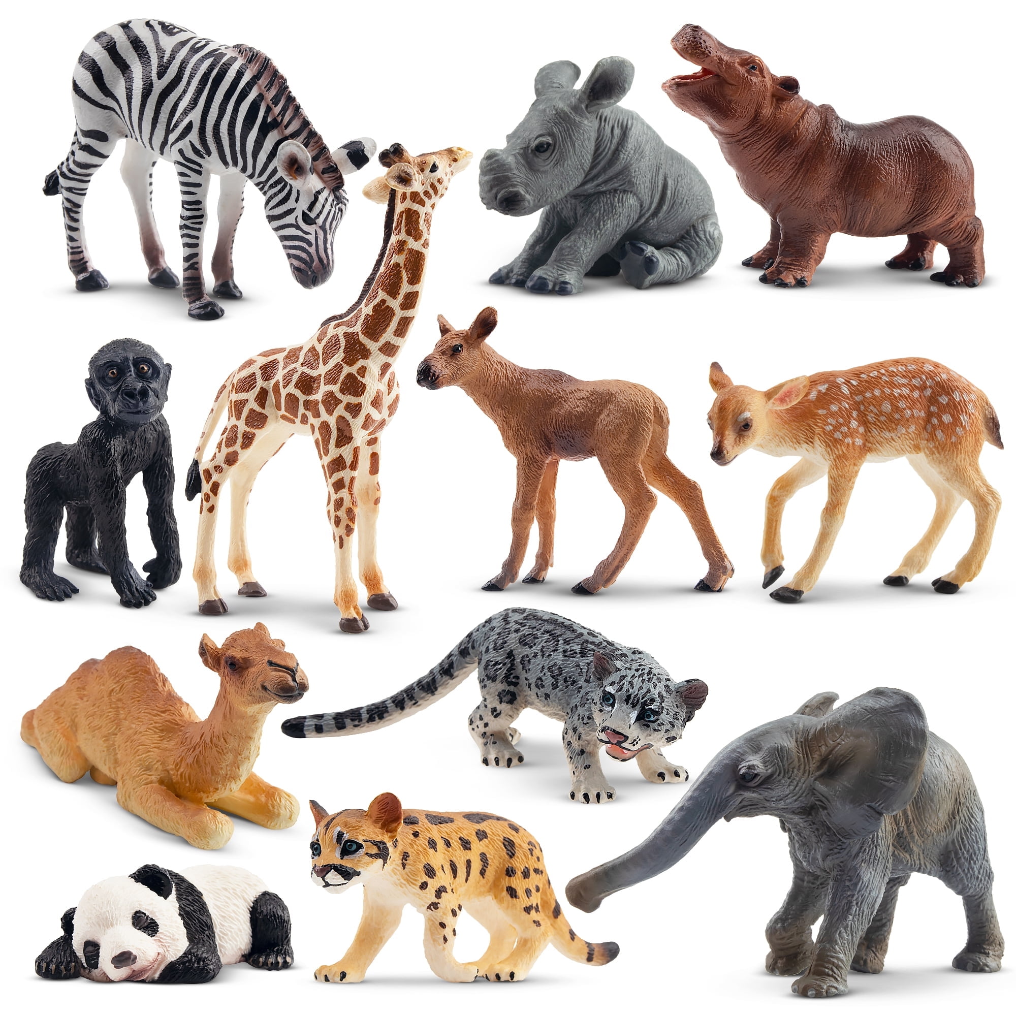 Toymany 12PCS Forest Animals Baby Figurines, Realistic Woodland Animals Figures Toys Includes ...