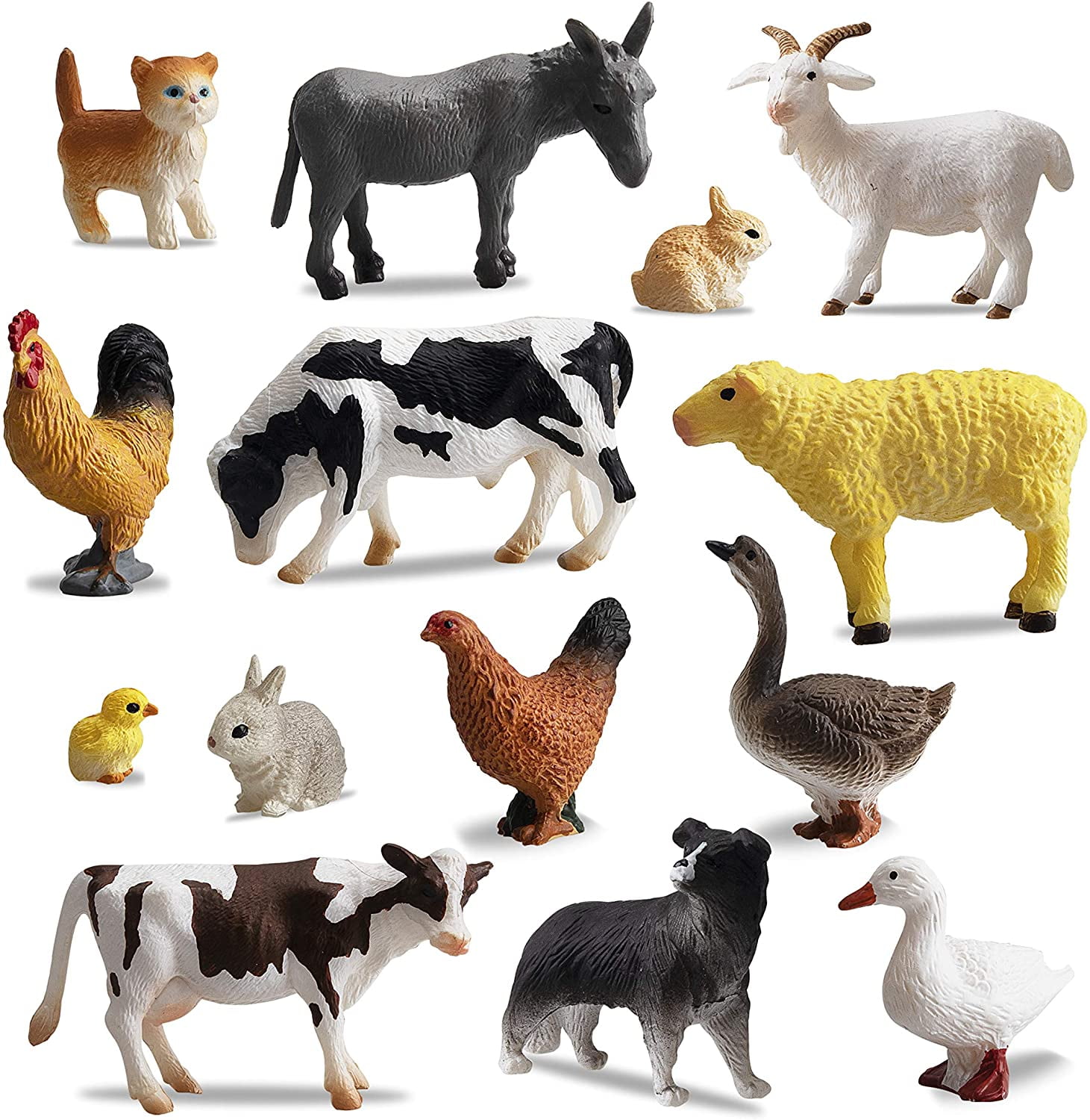 Toymany 14PCS 0.3-2" Tiny Farm Animal Figures Toy, Detailed Texture ...