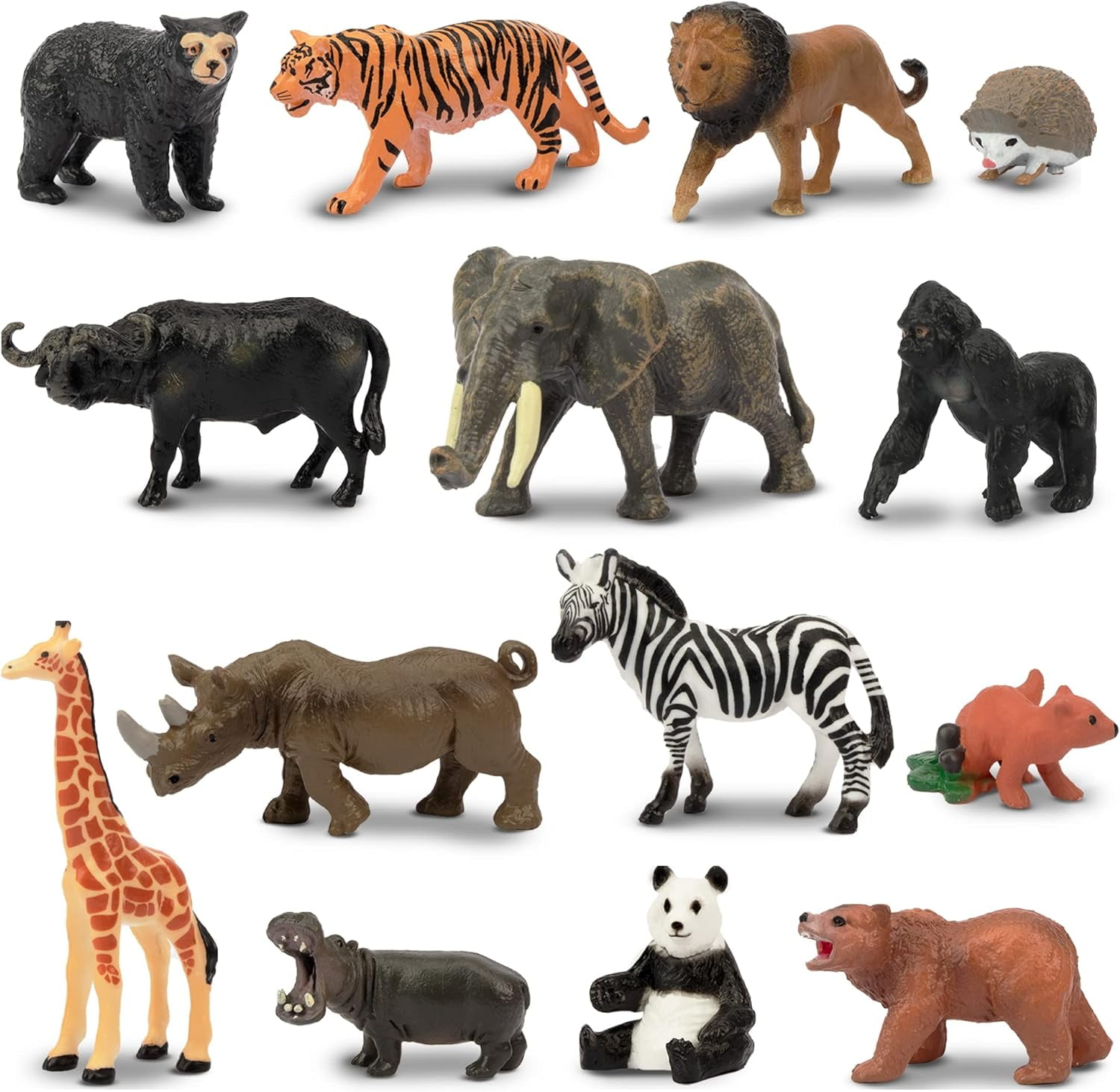 Toymany 14PCS 1-2" Tiny Jungle Animal Figures Toy, Realistic Safari ...