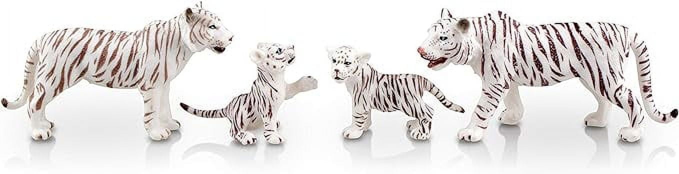 Toymany 4PCS Realistic White Tigers Figurines with Tiger Cubs, 2-6 ...