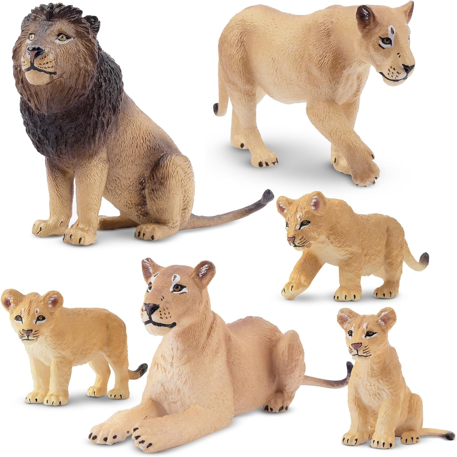 Toymany 6PCS Realistic Lion Figurines with Lion Cubs, 2-5" Jungle ...