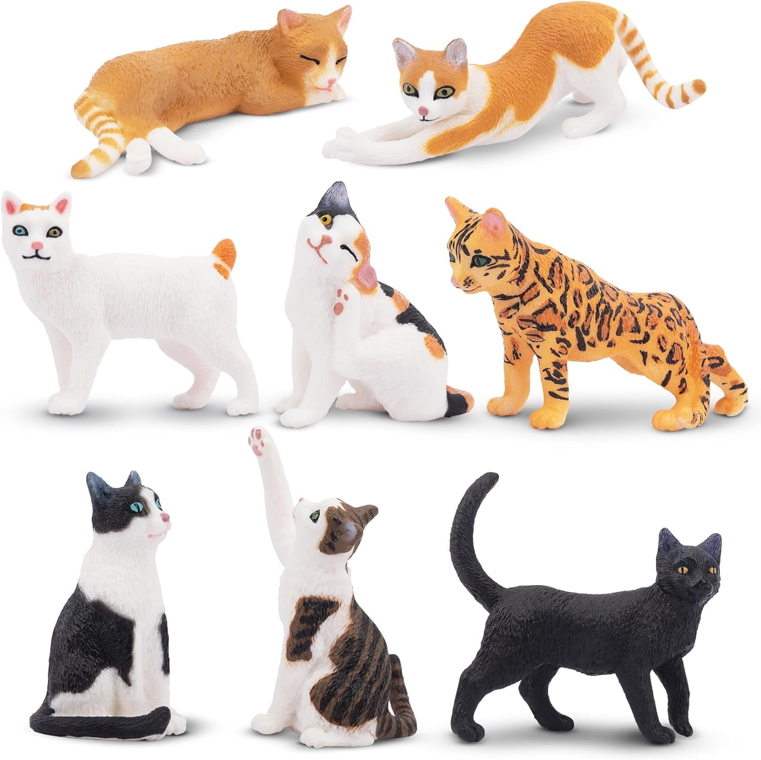 Toymany 8PCS Realistic Cat Figurines, Educational Cat Figures Toy Set ...
