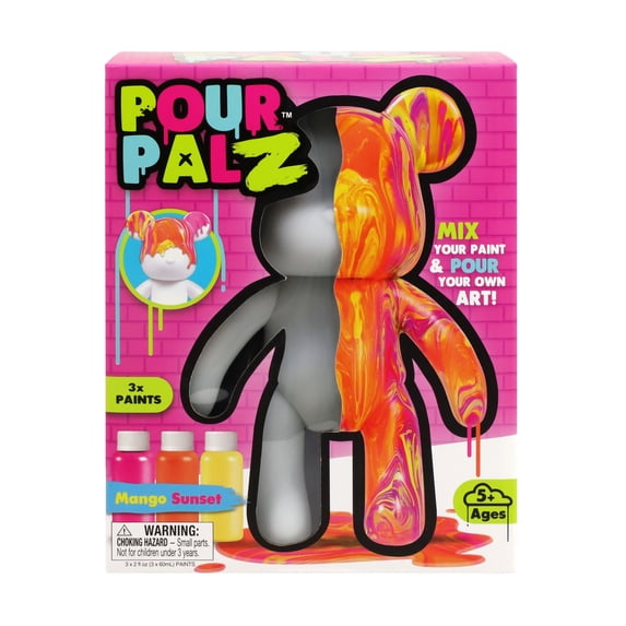 Pour Palz 9” Bear, Mango Sunset, DIY Paint & Pour Craft Kit for Kids ...