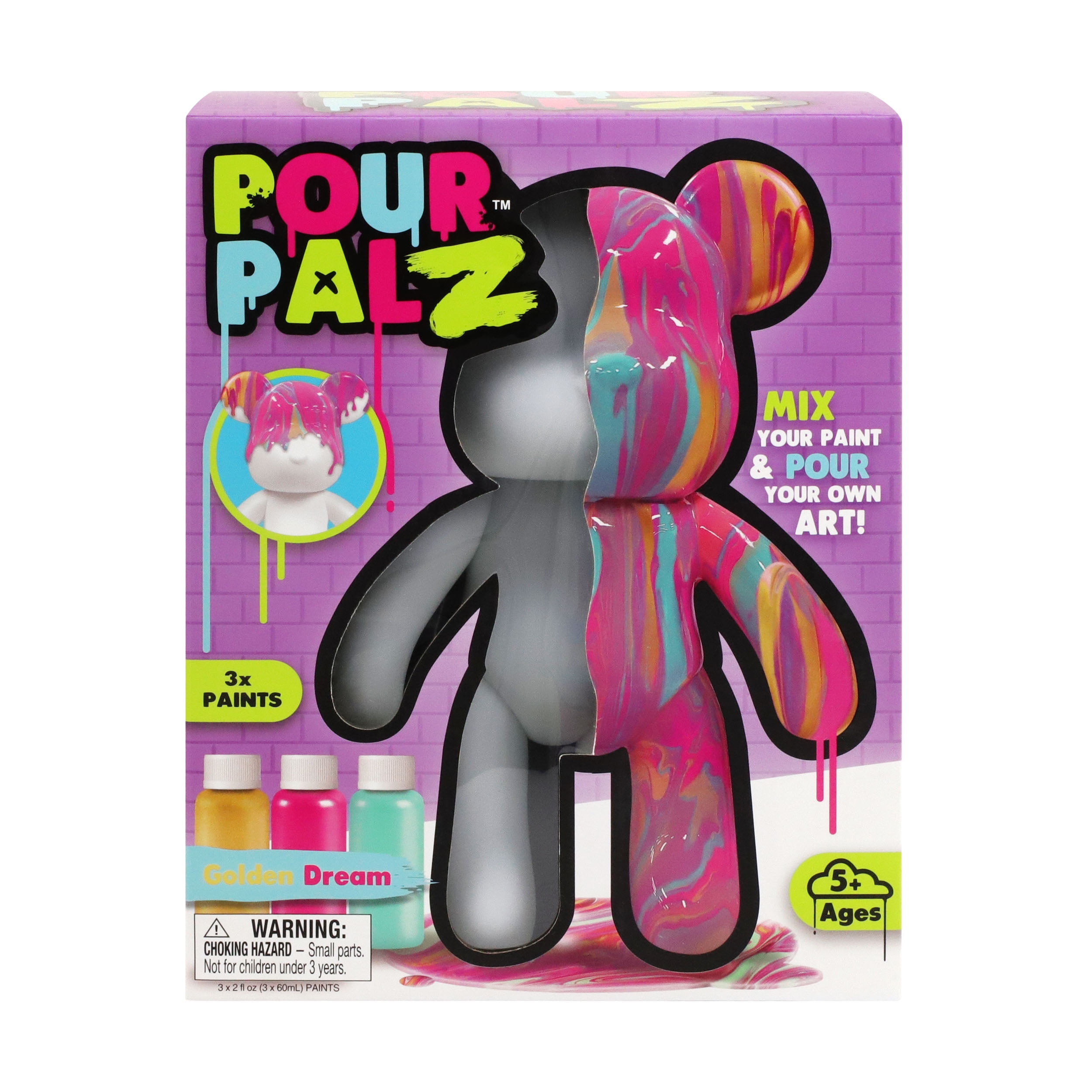 Pour Palz 9” Bear, Golden Dream, DIY Paint & Pour Craft Kit for Kids Ages 5+ - Walmart.com