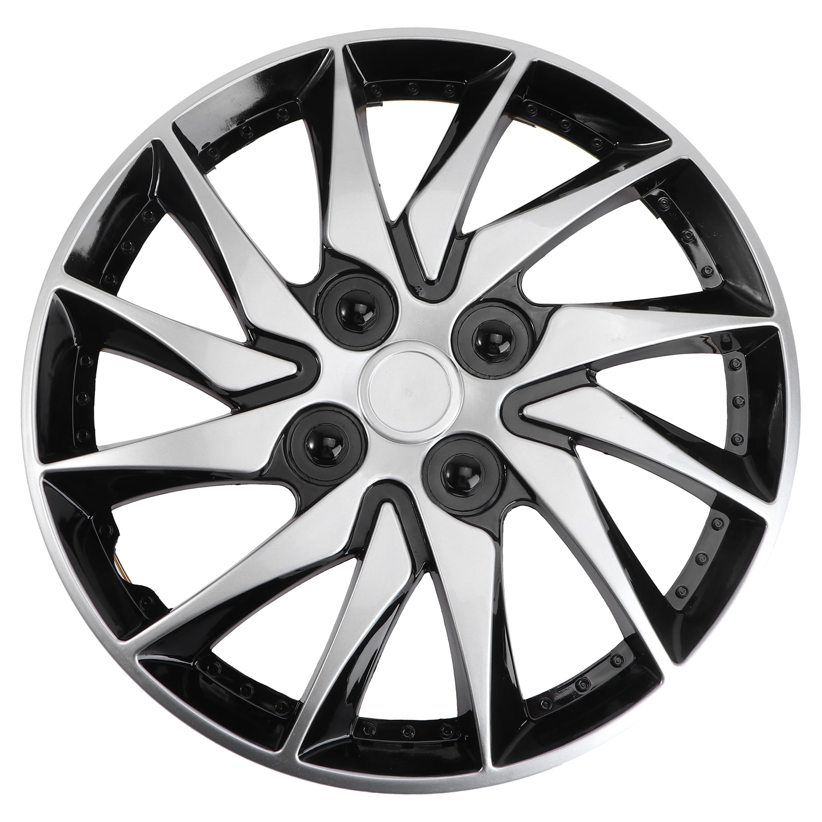 Toymytoy 14 Inch Wheel Hubcap, Silver Black Finish, Easy DIY - Walmart.com