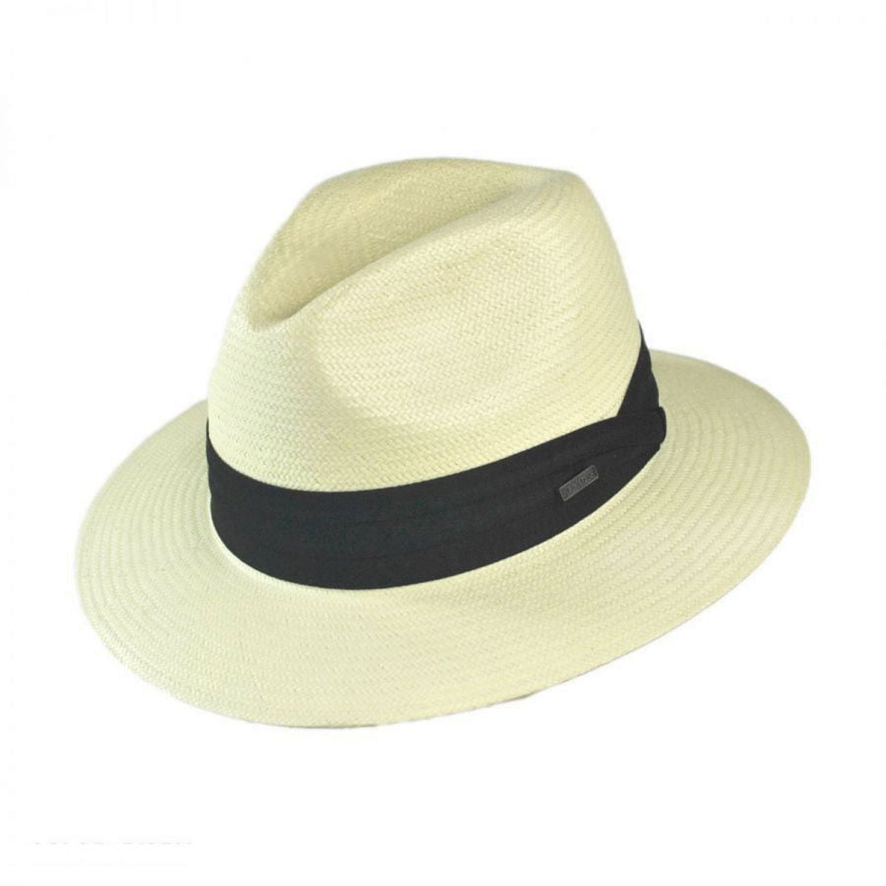 Toyo Straw Safari Fedora Hat - Black Band - XL - Ivory/Black - Walmart.com