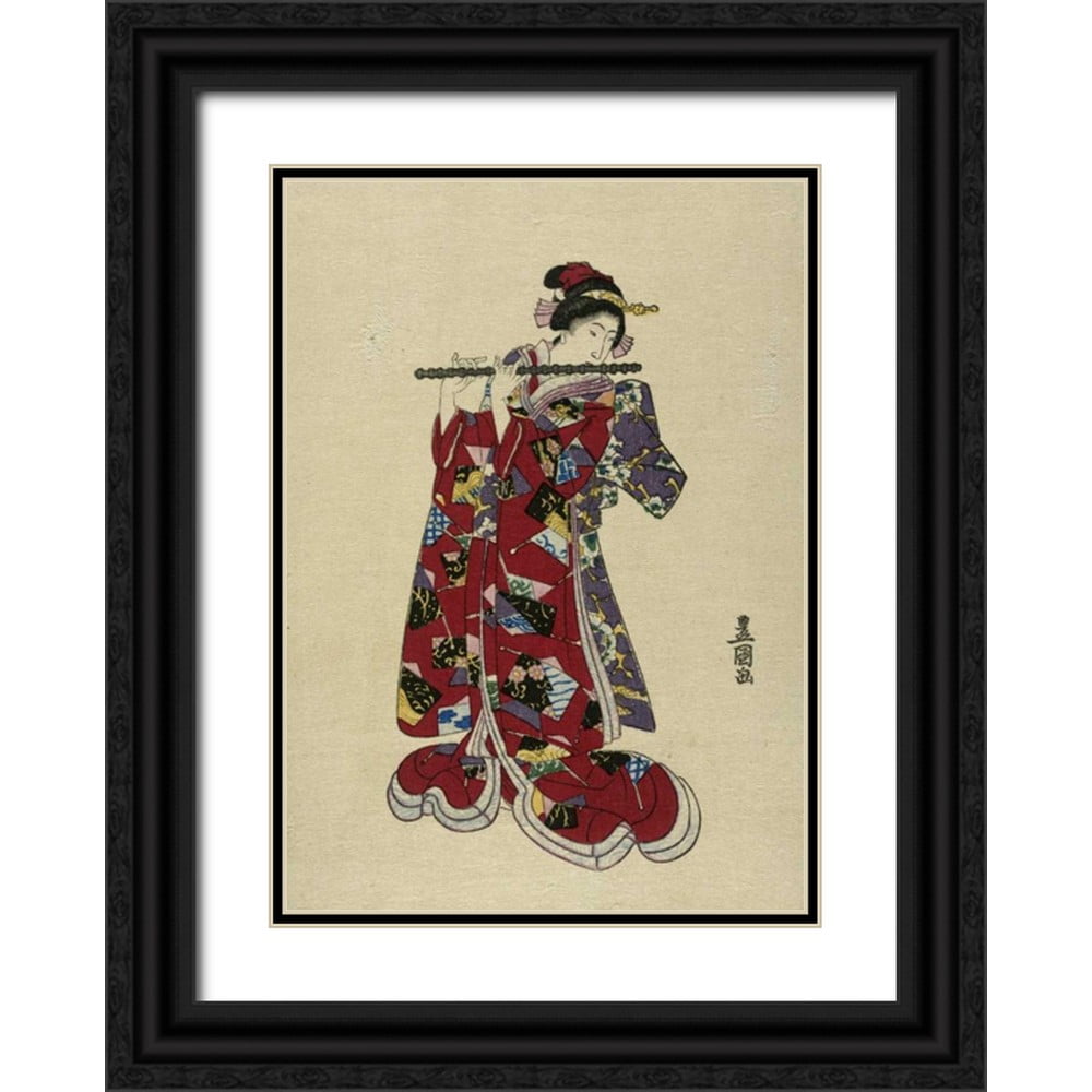 Toyokuni, Utagawa 11x14 Black Ornate Wood Framed with Double Matting ...