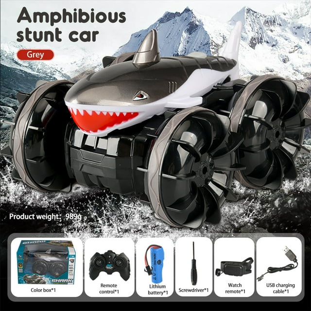 Toyoso Amphibious Remote Control Shark Car, 2.4 GHz Dual Remote Control ...