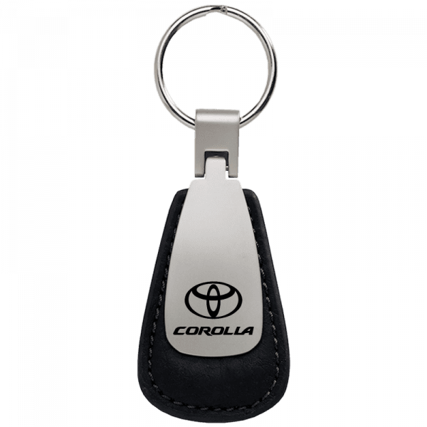 Toyota Corolla Black Leather Teardrop Logo Key Chain Fob Ring ...