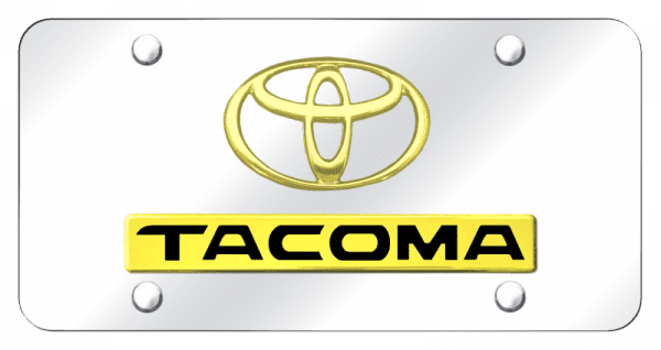 Toyota Dual Logo Tacoma License Plate Gold on Mirrored Official ...