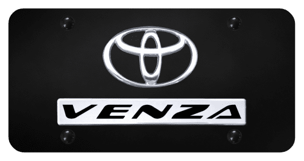 Toyota Dual Logo Venza License Plate Chrome on Black Official Licensed ...