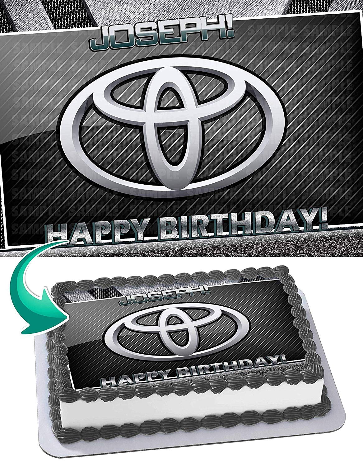 Toyota Edible Cake Image Topper Personalized Picture 1/4 Sheet (8"x10.5 ...