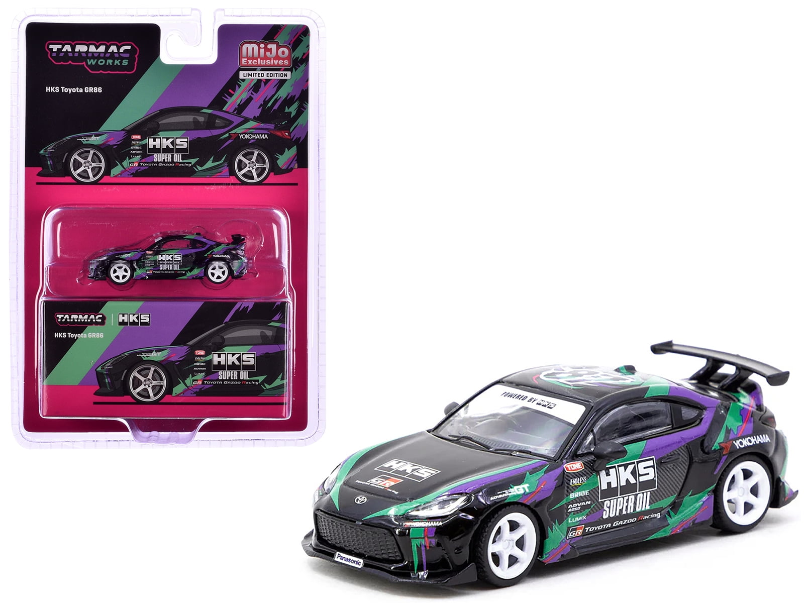 Toyota GR86 RHD (Right Hand Drive) "HKS" Black with Graphics "Global64" Series 1/64 Diecast ...