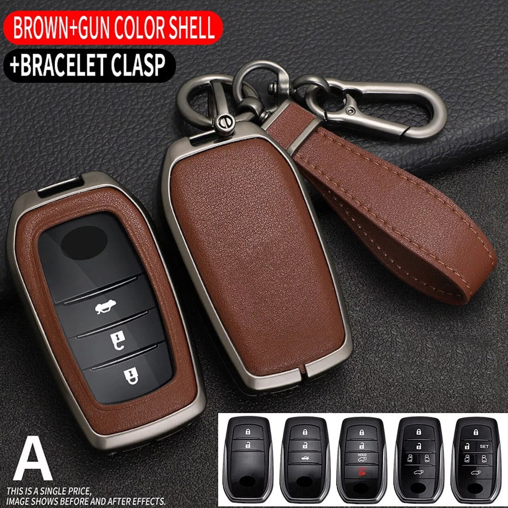 Toyota Key Fob Cover Case Zinc Alloy Leather Remote Key Case Protector ...
